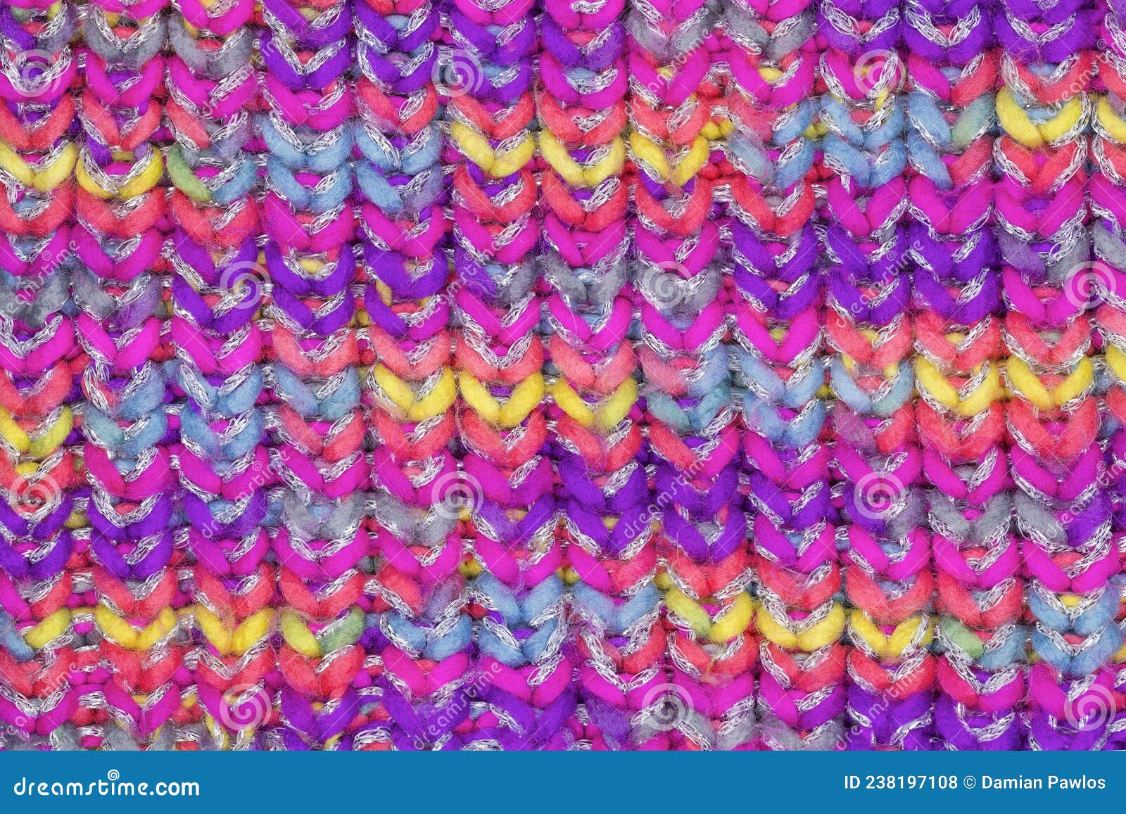 Full Frame Shot of Knitted Wool. Multi-coloured Knitting Pattern ...