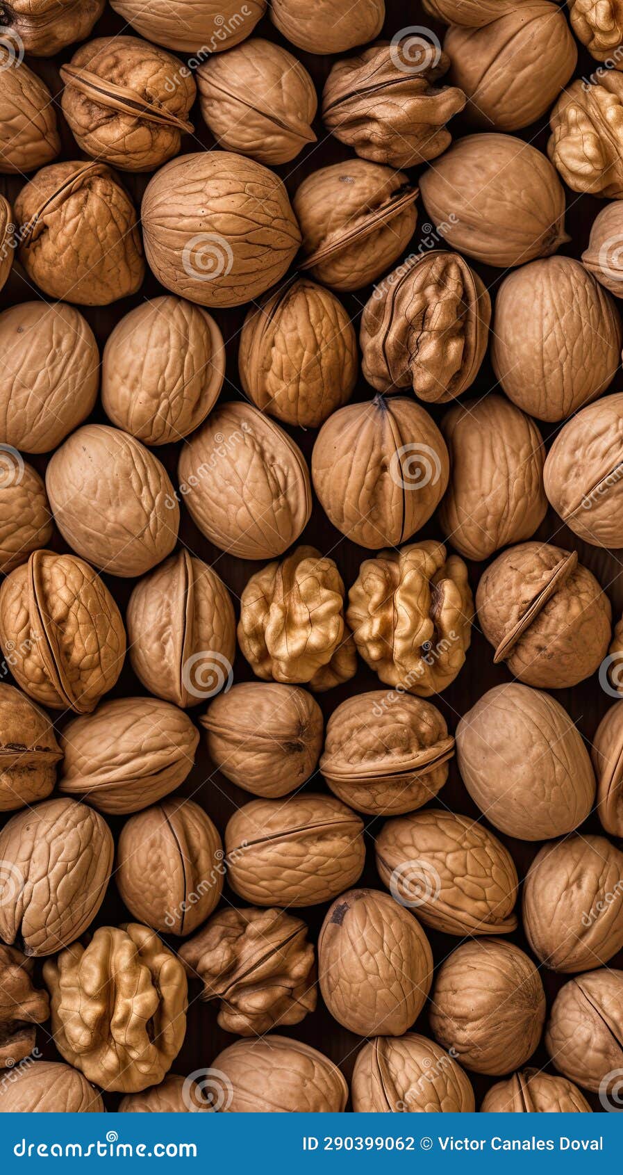 Full Frame Top View of Walnuts Background Stock Illustration ...