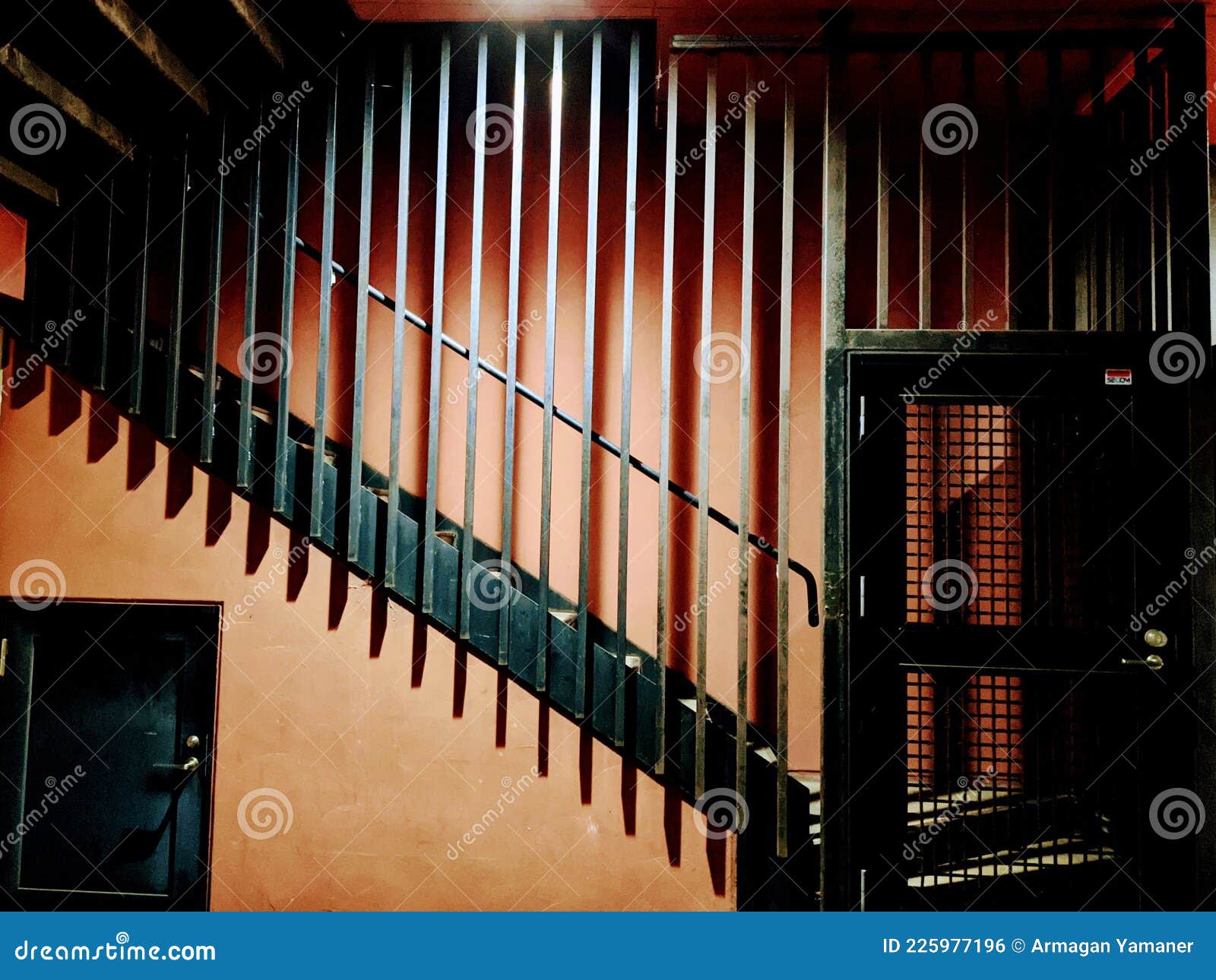 Full Frame View of Stairs and Fire Escape at Night Stock Photo - Image ...