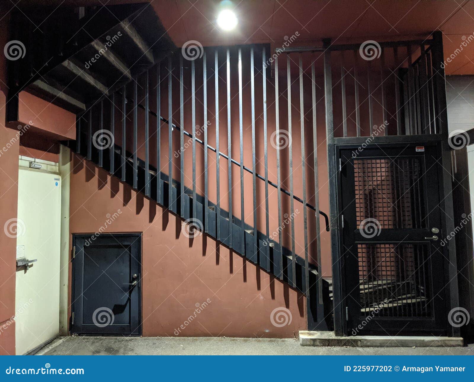 Full Frame View of Stairs and Fire Escape at Night Stock Photo - Image ...