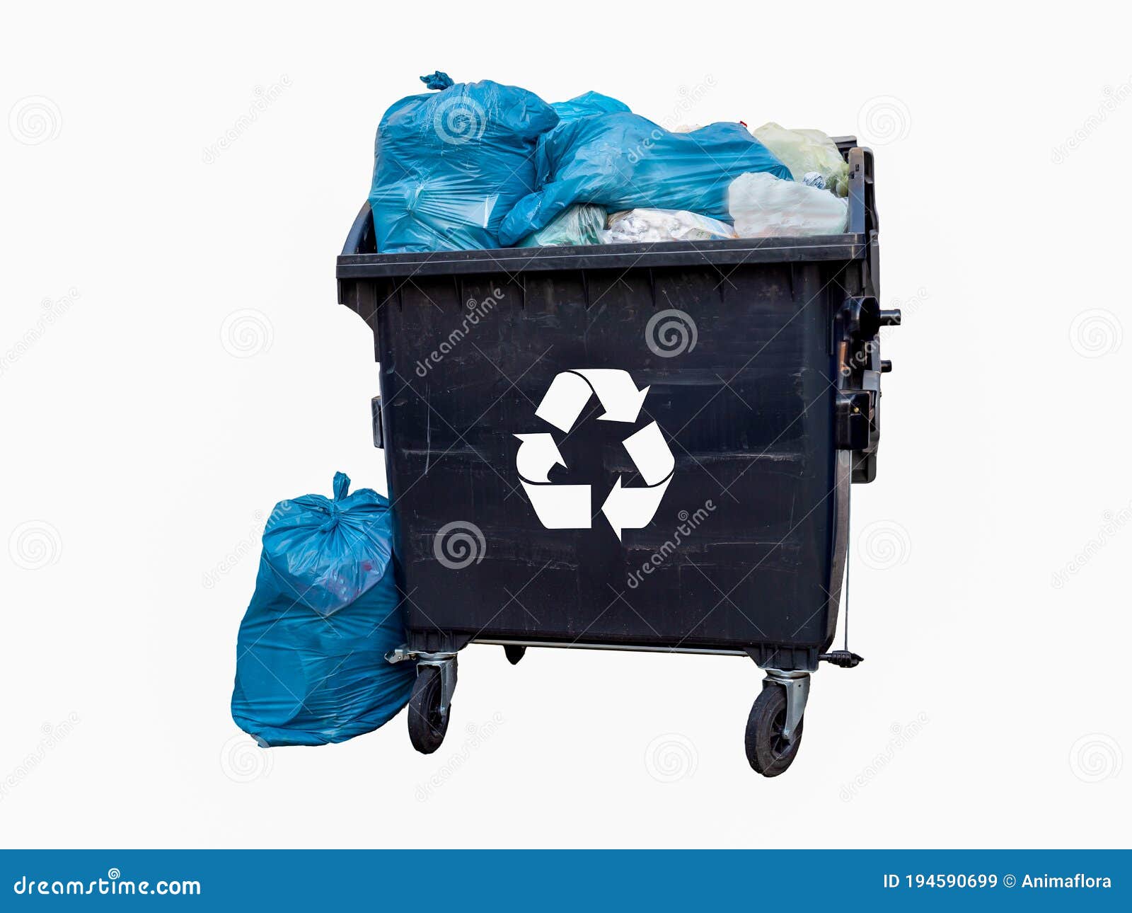 Full Garbage Bin with Garbage Bags Isolated Stock Image - Image of copy ...