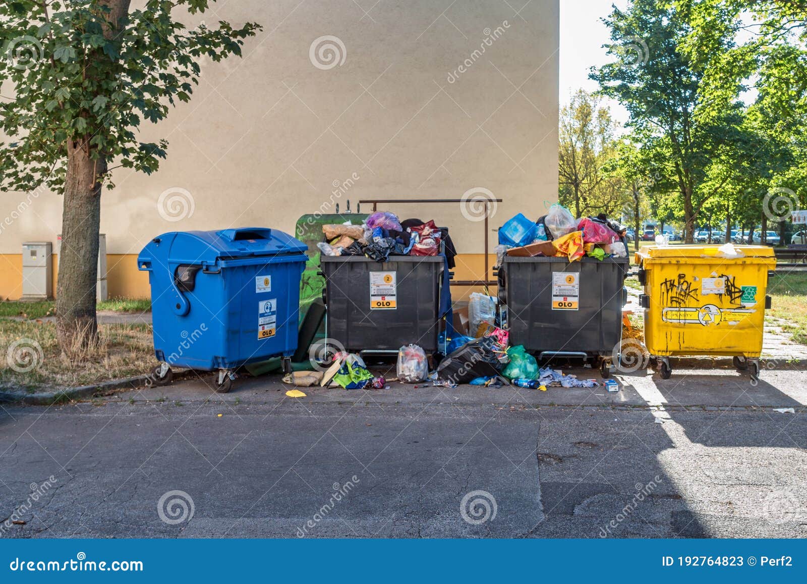 Full garbage containers editorial stock photo. Image of environmental ...