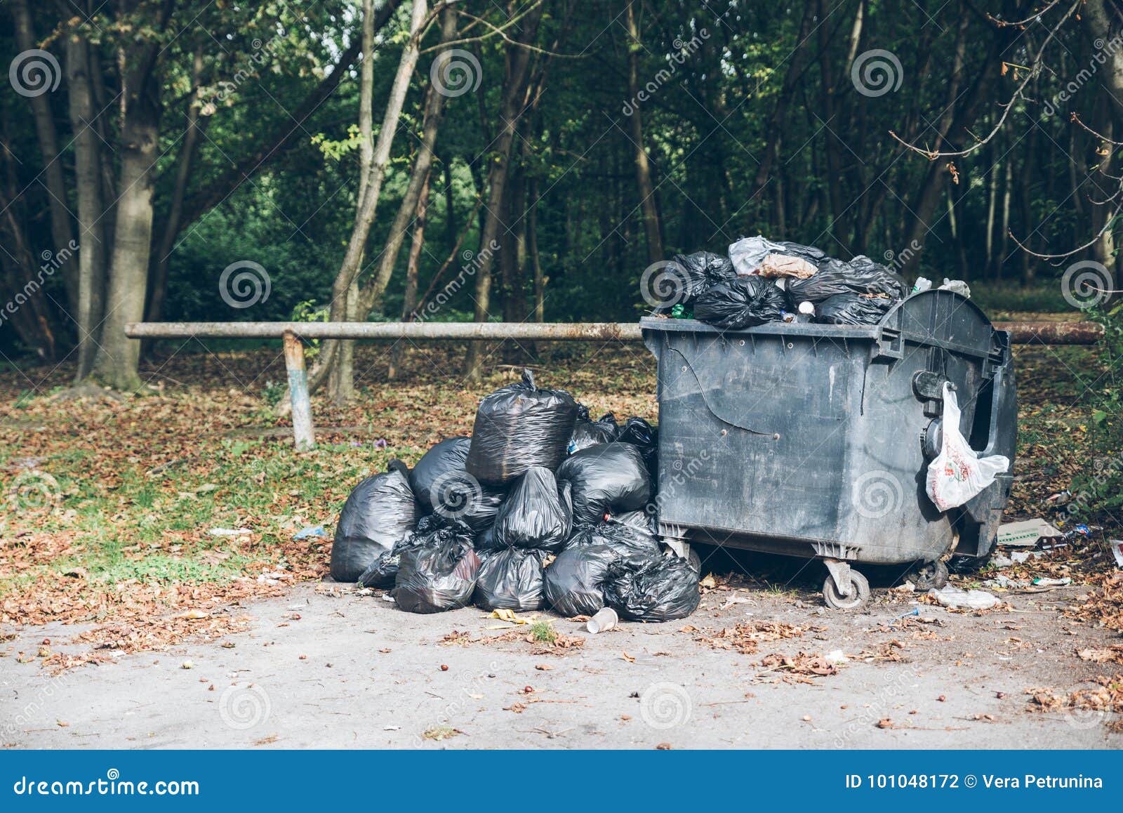 Full garbage containers stock photo. Image of industry - 101048172