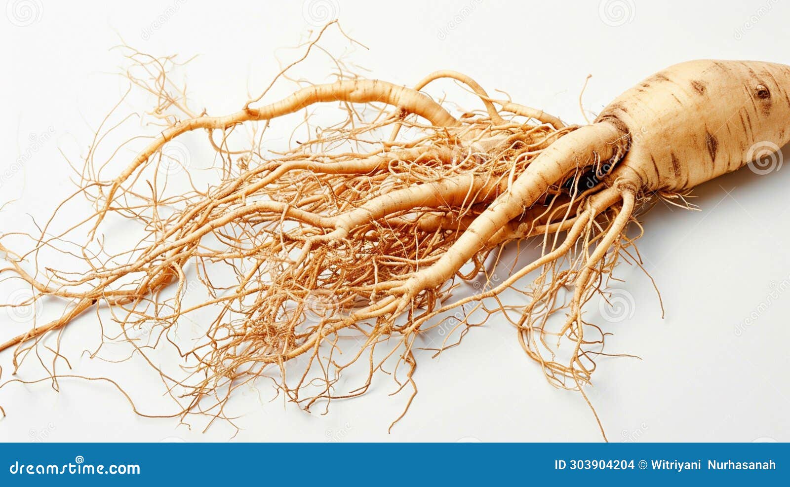 Full Ginseng Plant Root Lying on White Background. Generative Stock ...