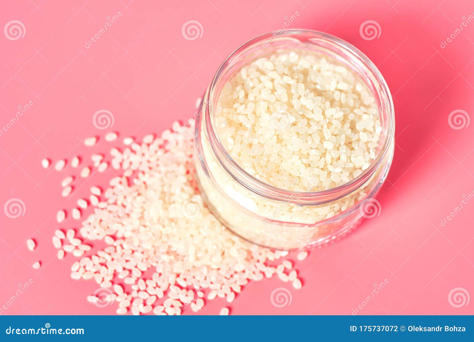 Full Jar of Grain of Rice on Pink Background Stock Photo - Image of ...