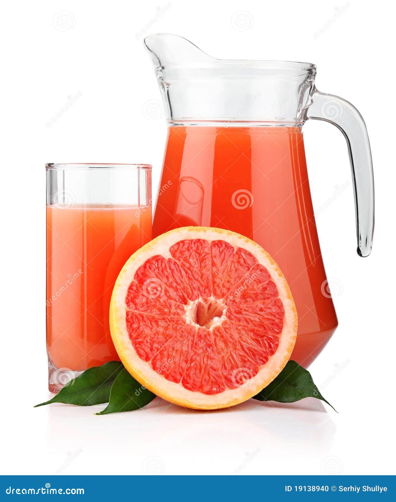 Full Glass and Jug of Grapefruit Juice Isolated Stock Photo - Image of ...