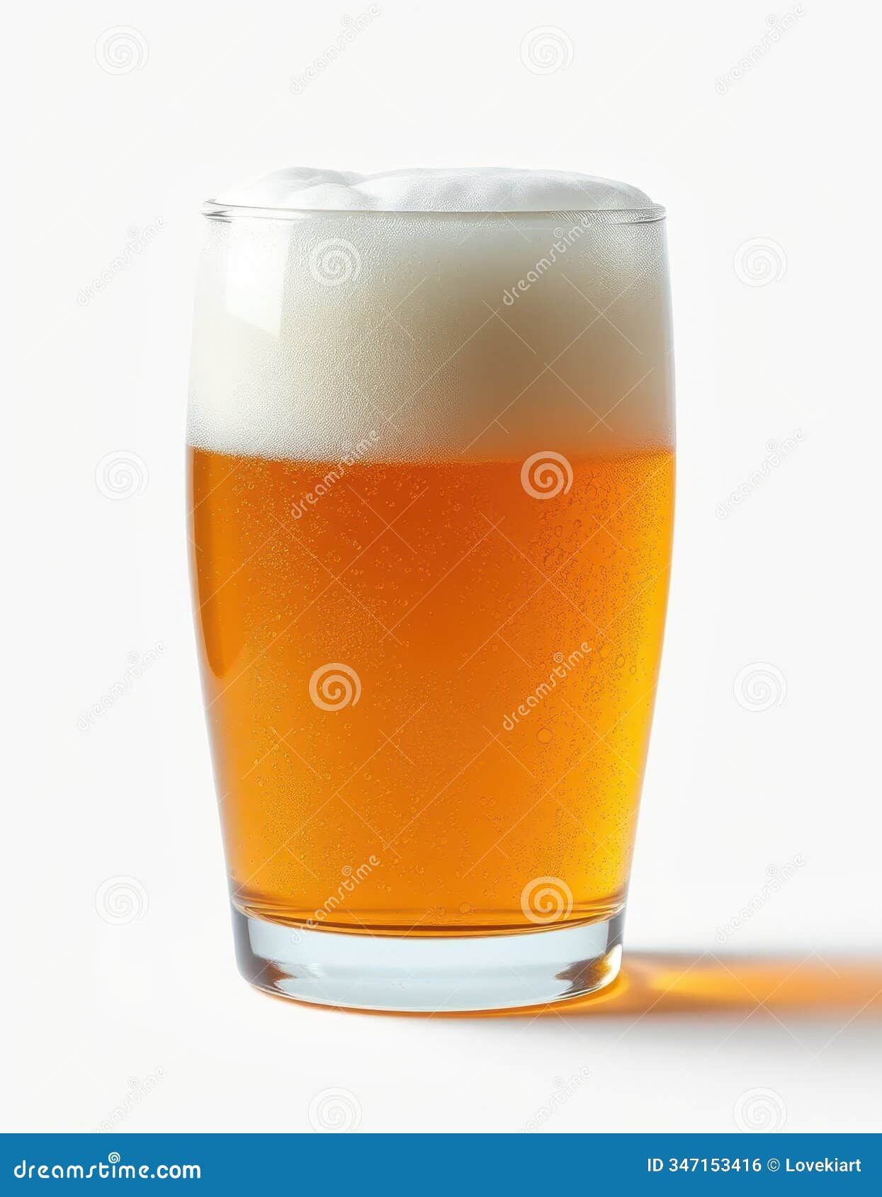 A Full Glass of Light-colored Beer with a Generous Layer of Frothy Head ...