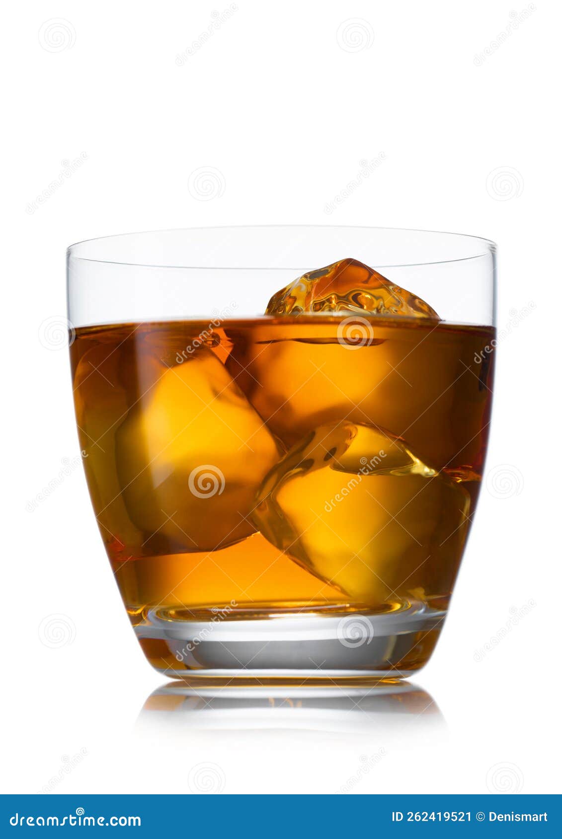 Full Glass of Scotch Whiskey with Ice Cubes on White Background Stock ...