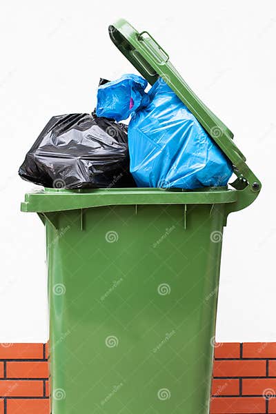 Full green dustbin stock photo. Image of dustbin, dust - 34563186