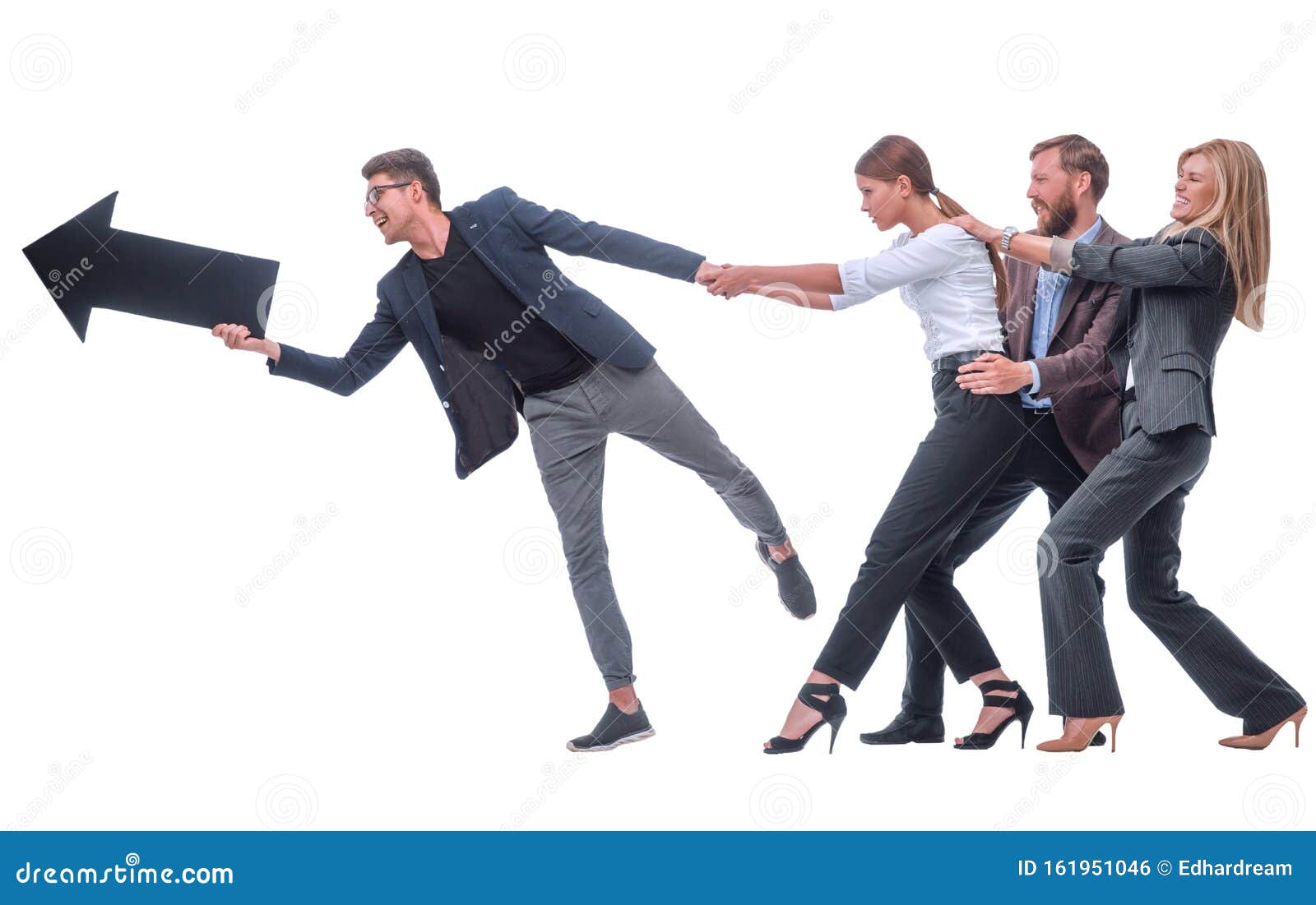 Businessman with a Pointer Ahead of the Business Team Stock Photo ...