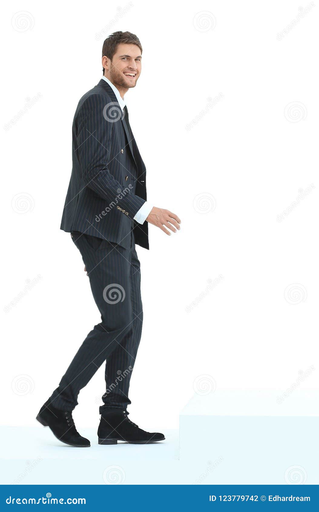 Full Growth.businessman Taking a Step Forward.isolated on White Stock ...