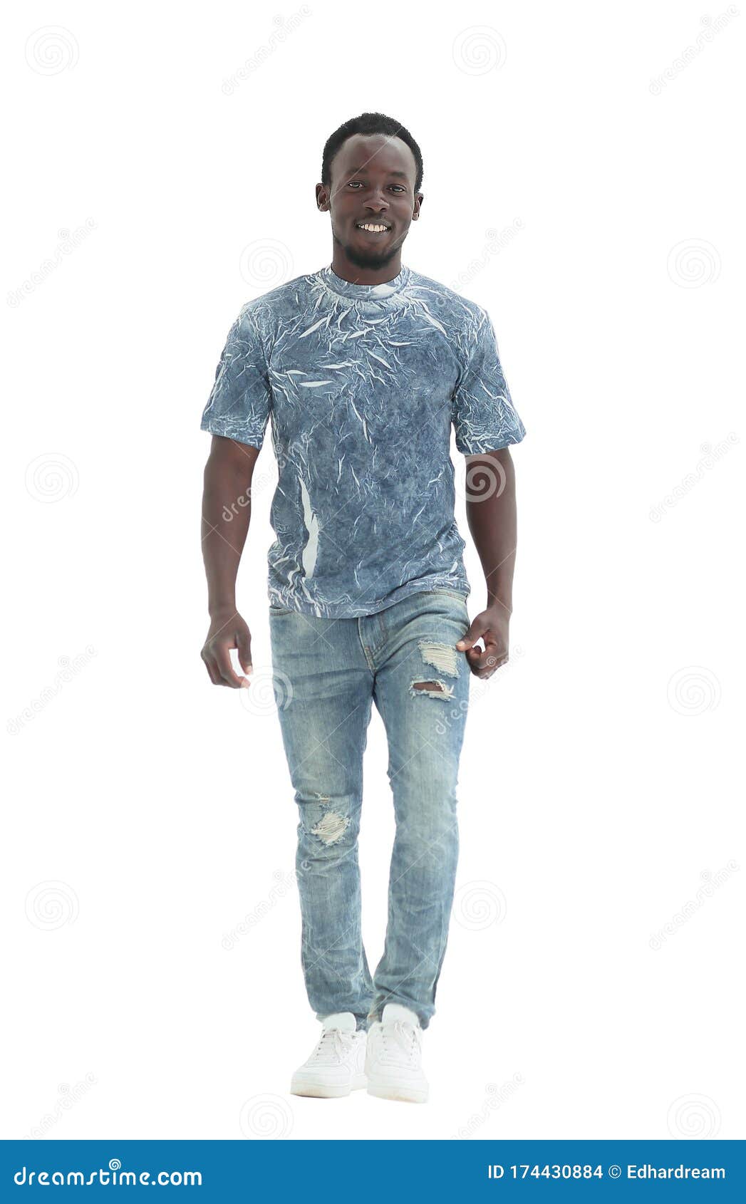 In Full Growth. Casual Young Man Confidently Striding Forward Stock ...