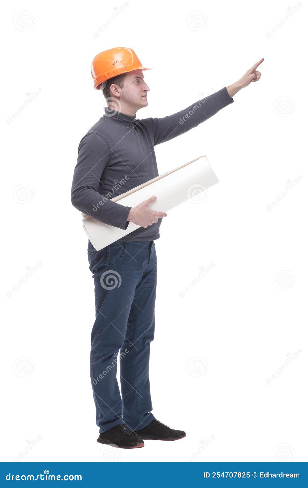 In Full Growth. Confident Male Architect with Drawings Stock Image ... In Full Growth. Confident Male Architect with Drawings Stock Image ...