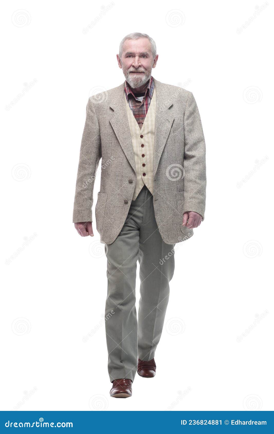 In Full Growth. Confident Old Man Striding Forward Stock Image - Image ...