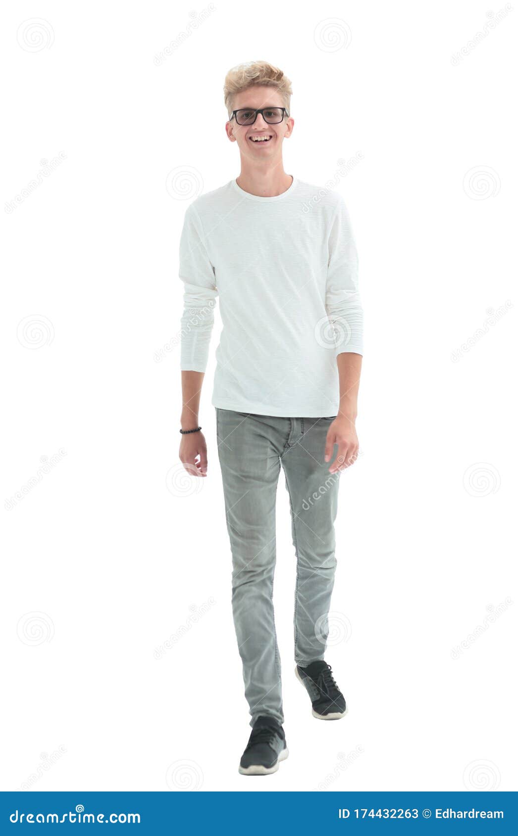 In Full Growth. Confident Young Man Striding Forward Stock Image ...