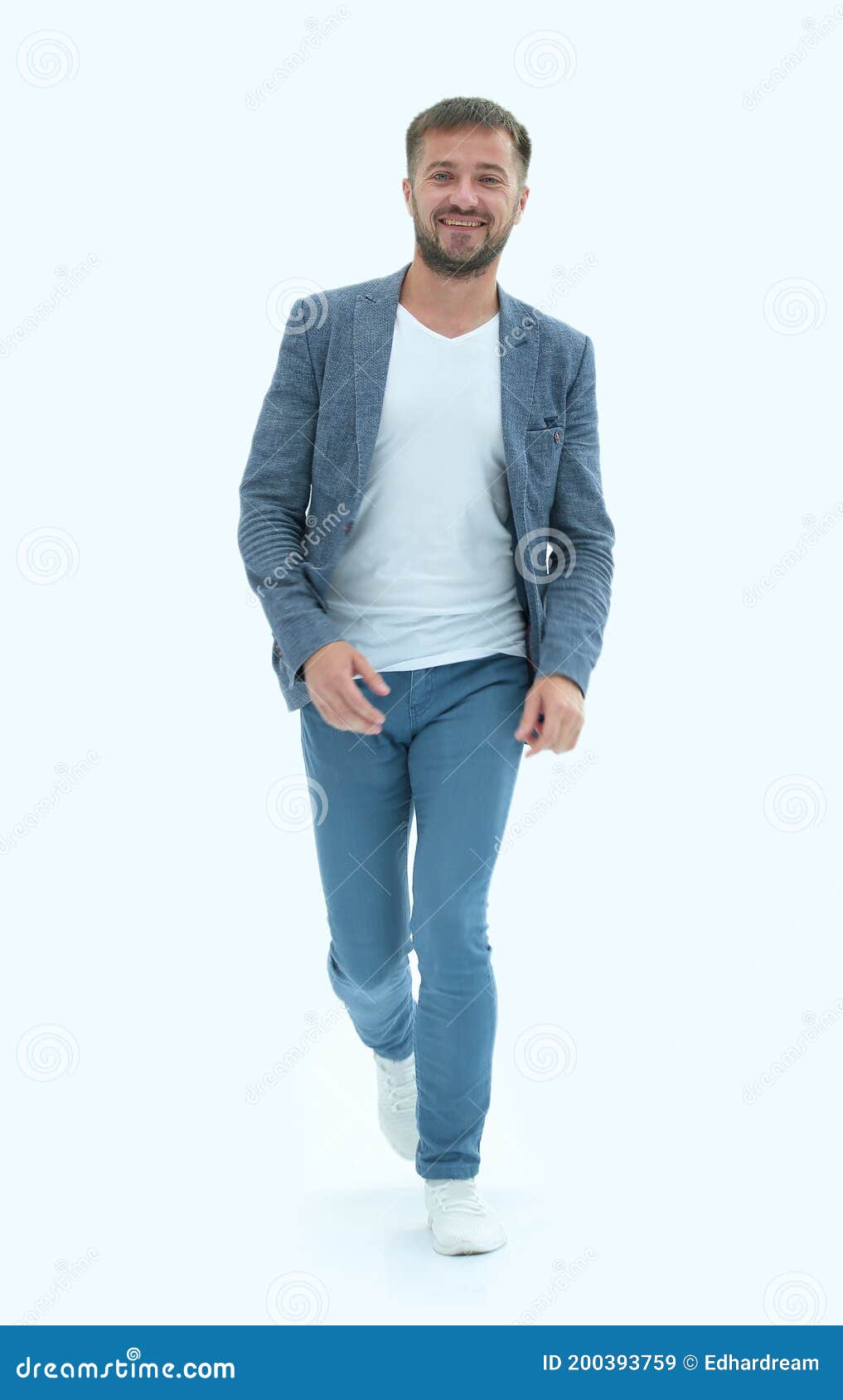 In Full Growth. Confident Young Man Striding Forward Stock Image ...