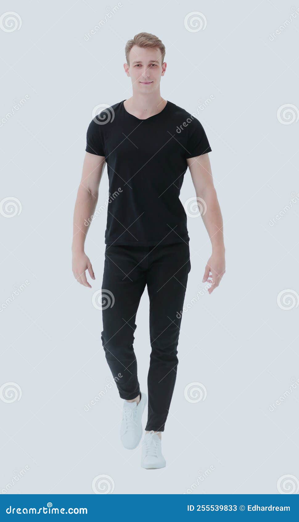In Full Growth. Confident Young Man Taking a Step Forward Stock Image - Image of jeans, male ...