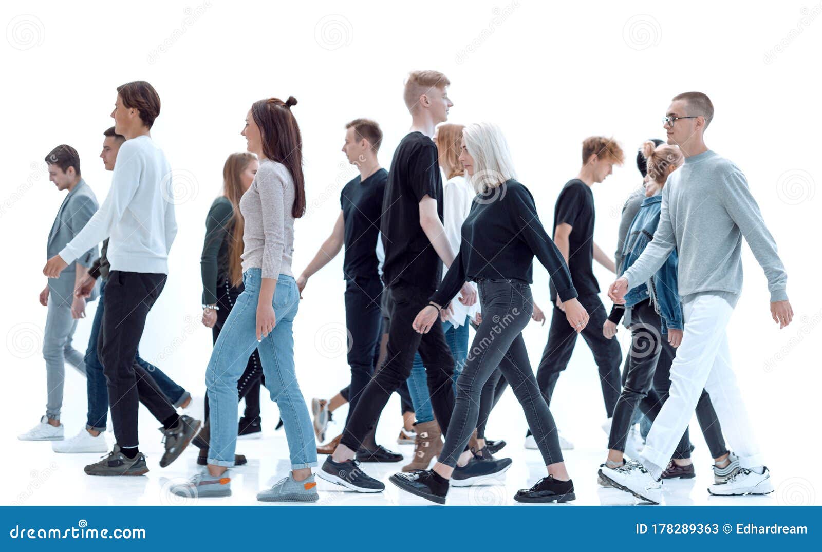 In Full Growth. Diverse Young People Walking in Different Directions ...