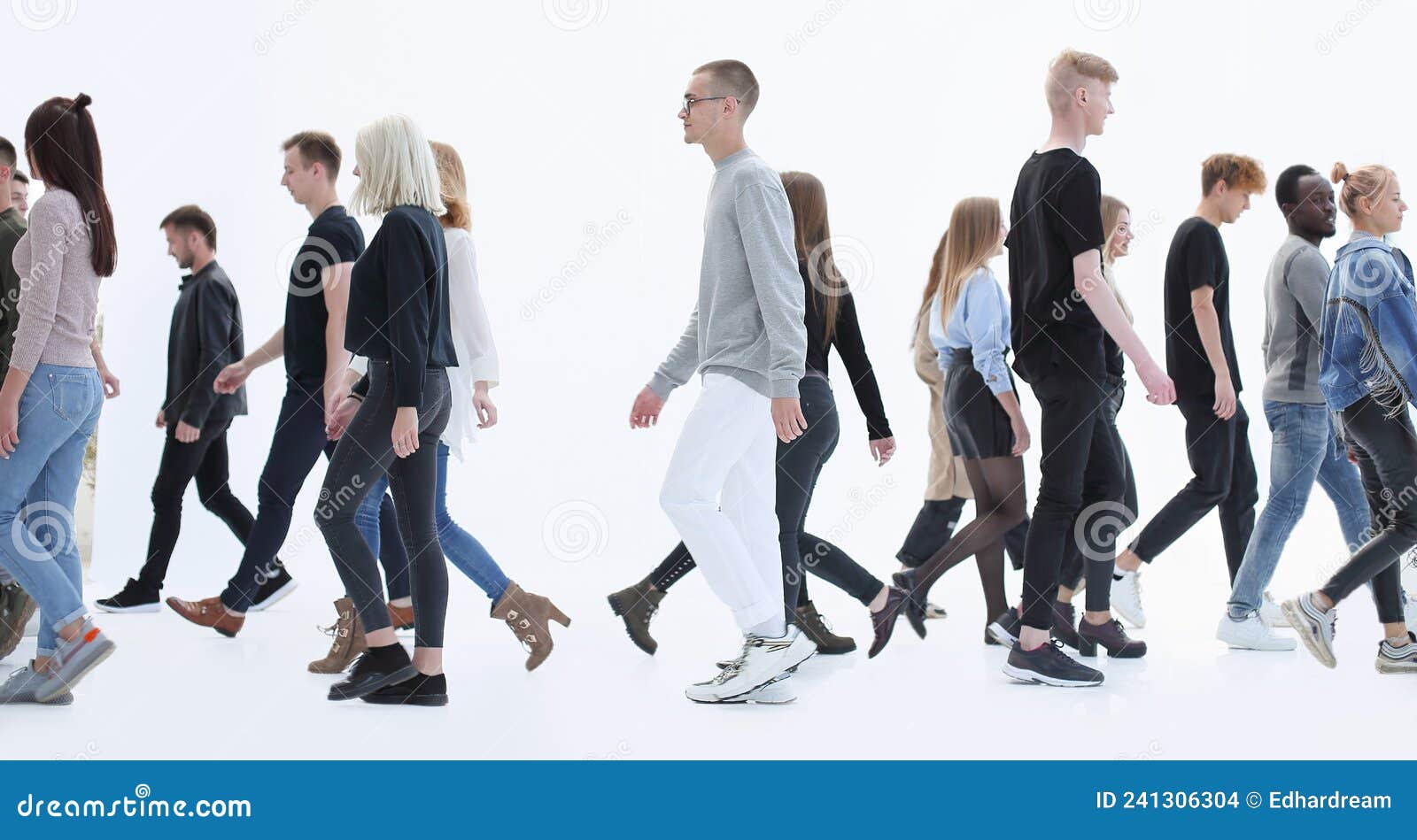 In Full Growth. Diverse Young People Walking in Different Directions ...