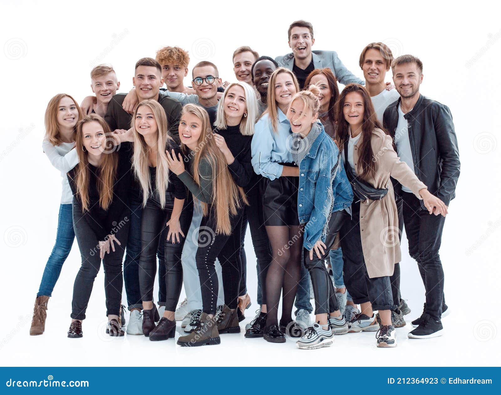 In Full Growth. Group of Cheerful Young People Standing Together Stock ...