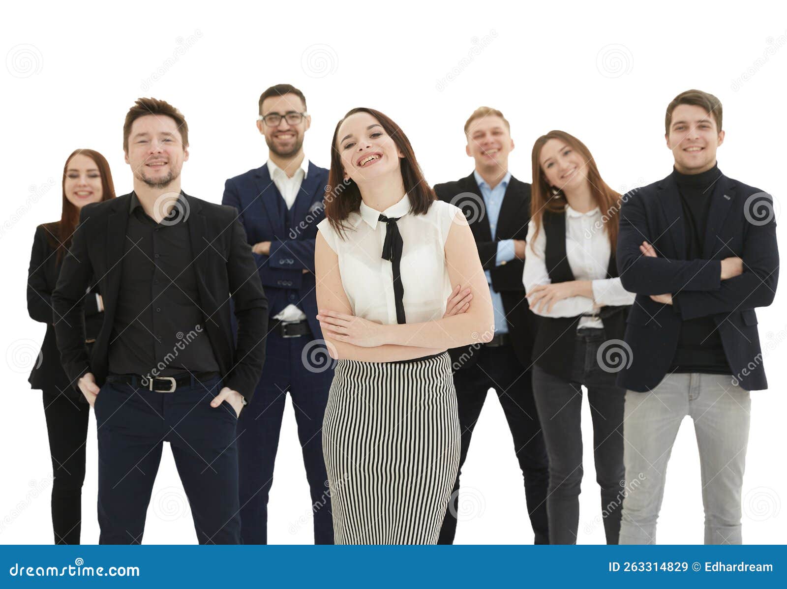 In Full Growth. Group of Diverse Young People Standing Together Stock ...