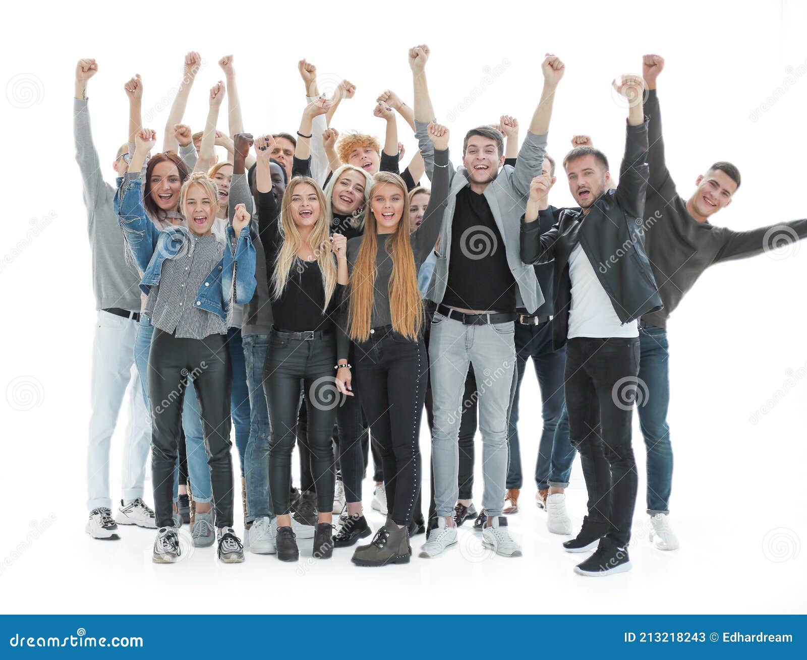 In Full Growth. a Group of Happy Young People Stock Image - Image of ...
