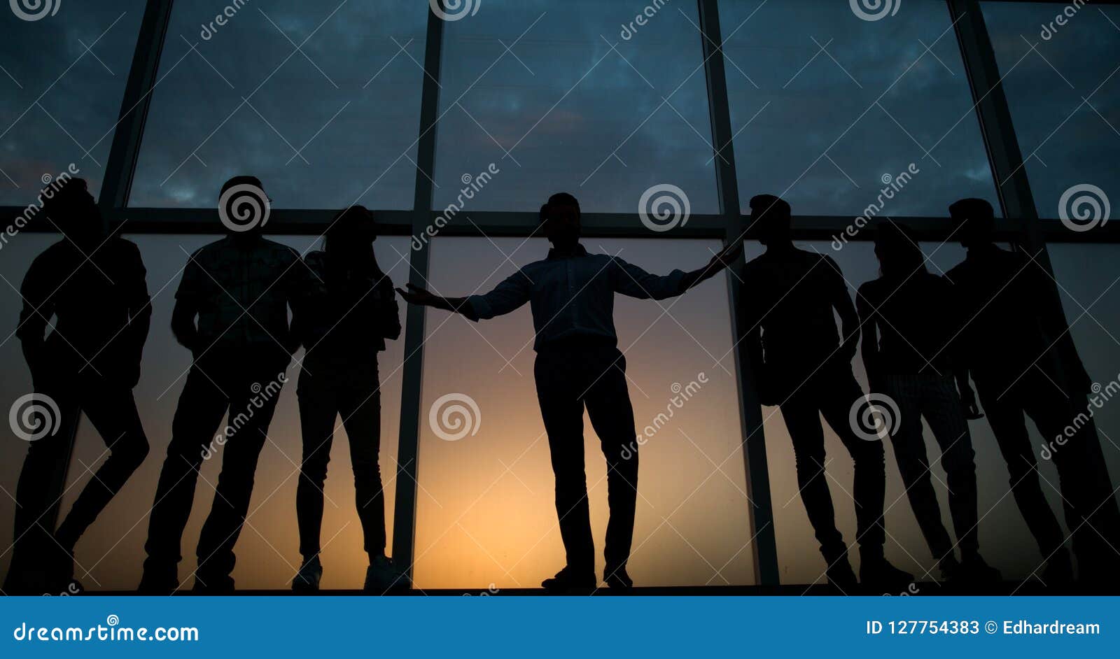 Leader and the Business Team on Background of Office Window Stock Image ...