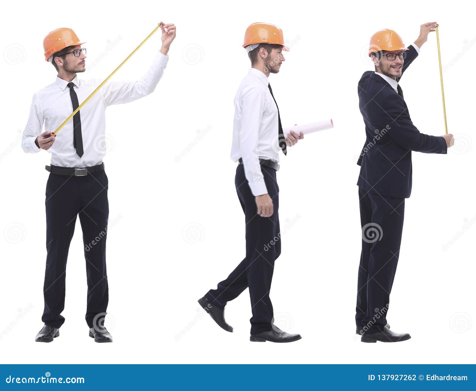 In Full Growth .qualified Engineer Architect Isolated on White Stock ...