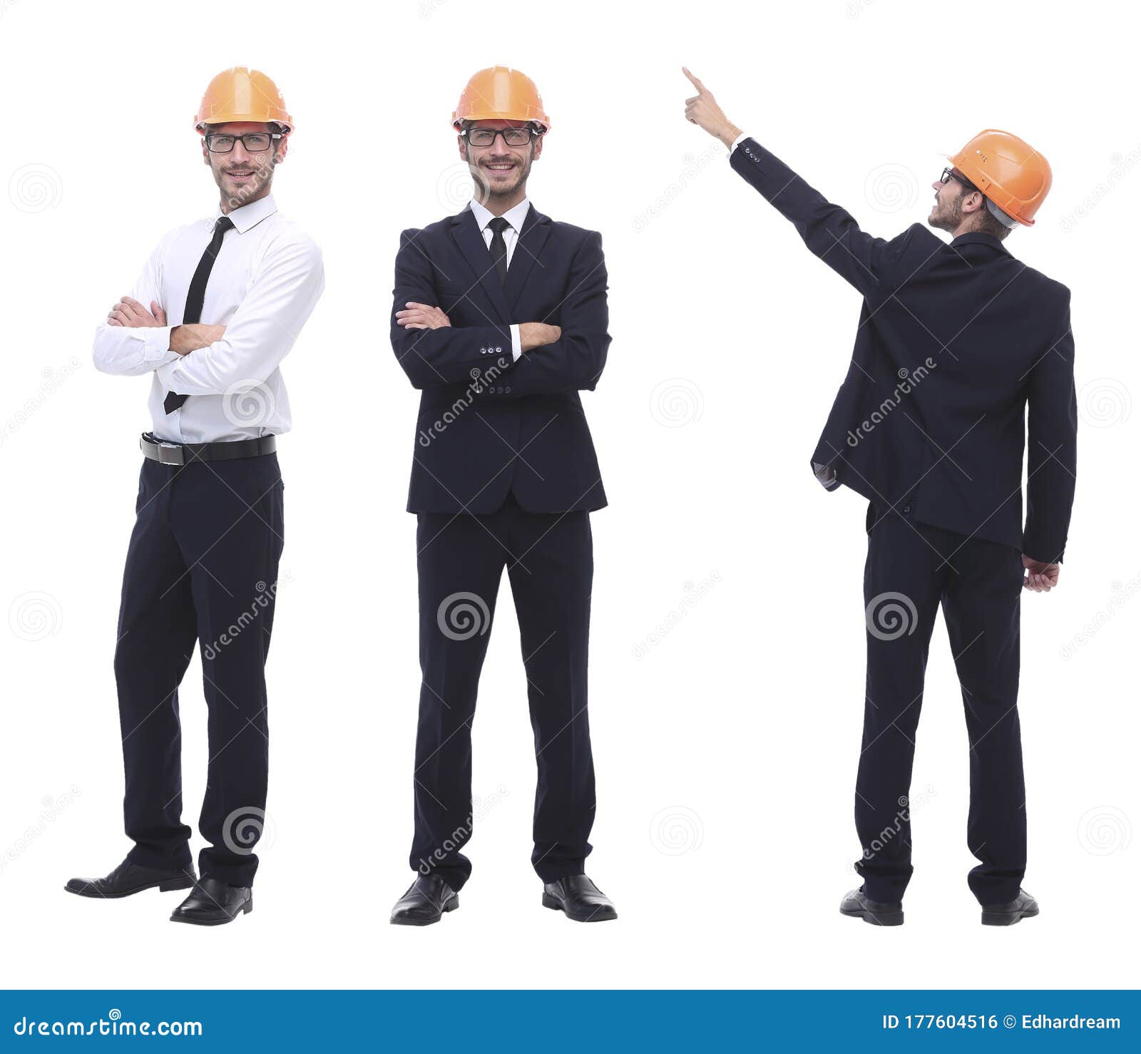 In Full Growth .qualified Engineer Architect Isolated on White Stock ...