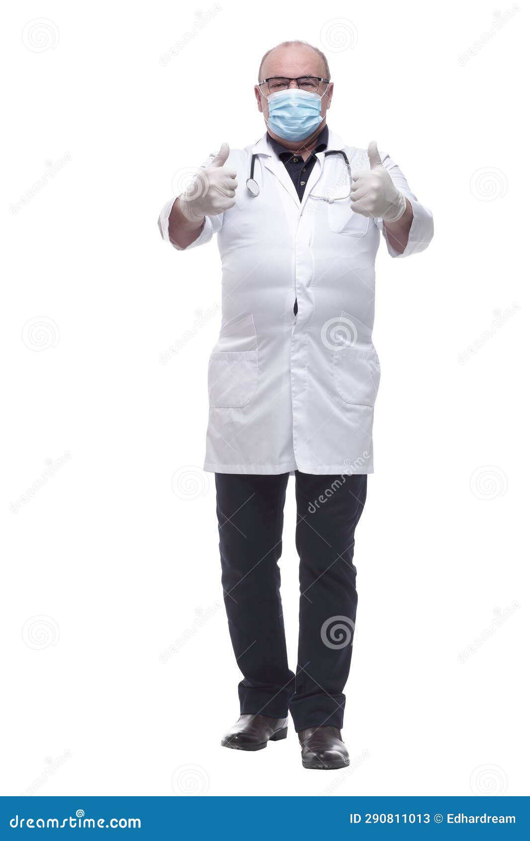 In Full Growth. a Serious Doctor in a Protective Mask Stock Image ...