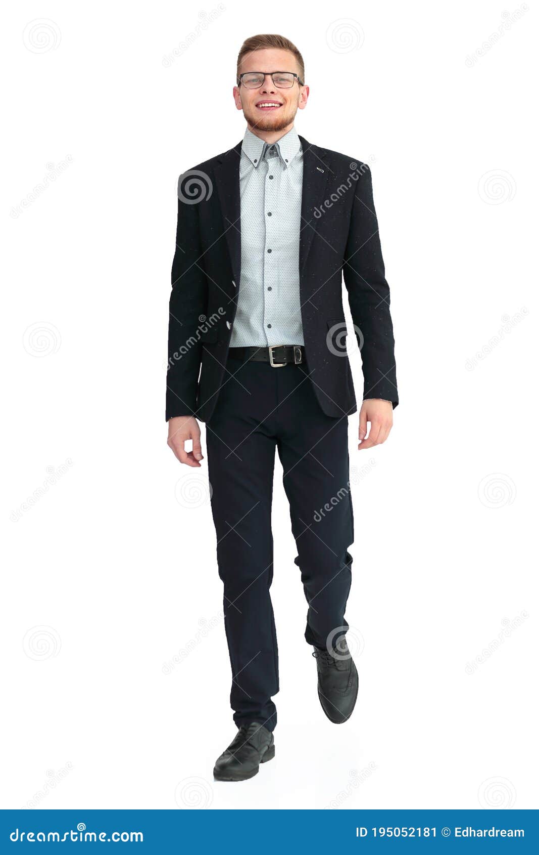 In Full Growth. Smiling Young Business Man Striding Forward Stock Image ...