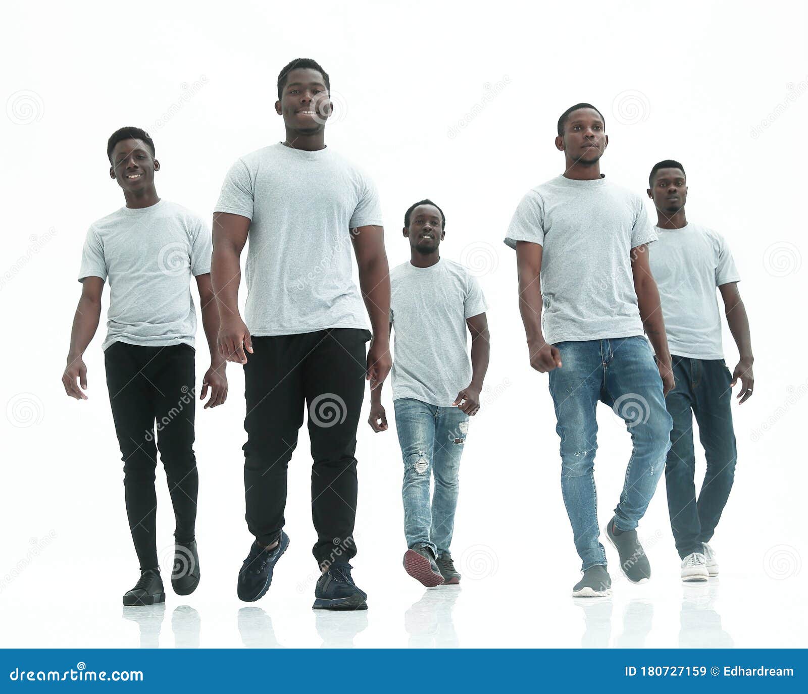 In Full Growth. Team of Young People Stepping Forward Stock Image ...