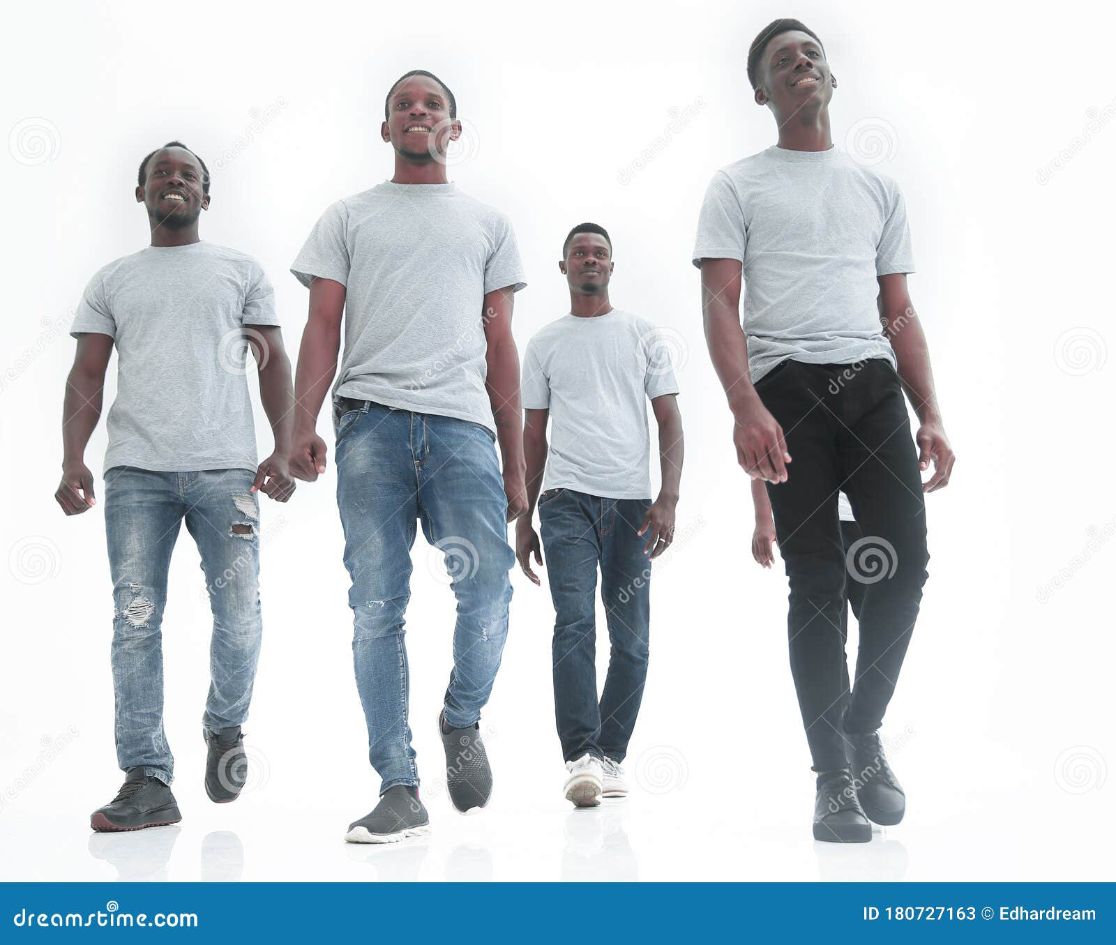 In Full Growth. Team of Young People Stepping Forward Stock Image ...