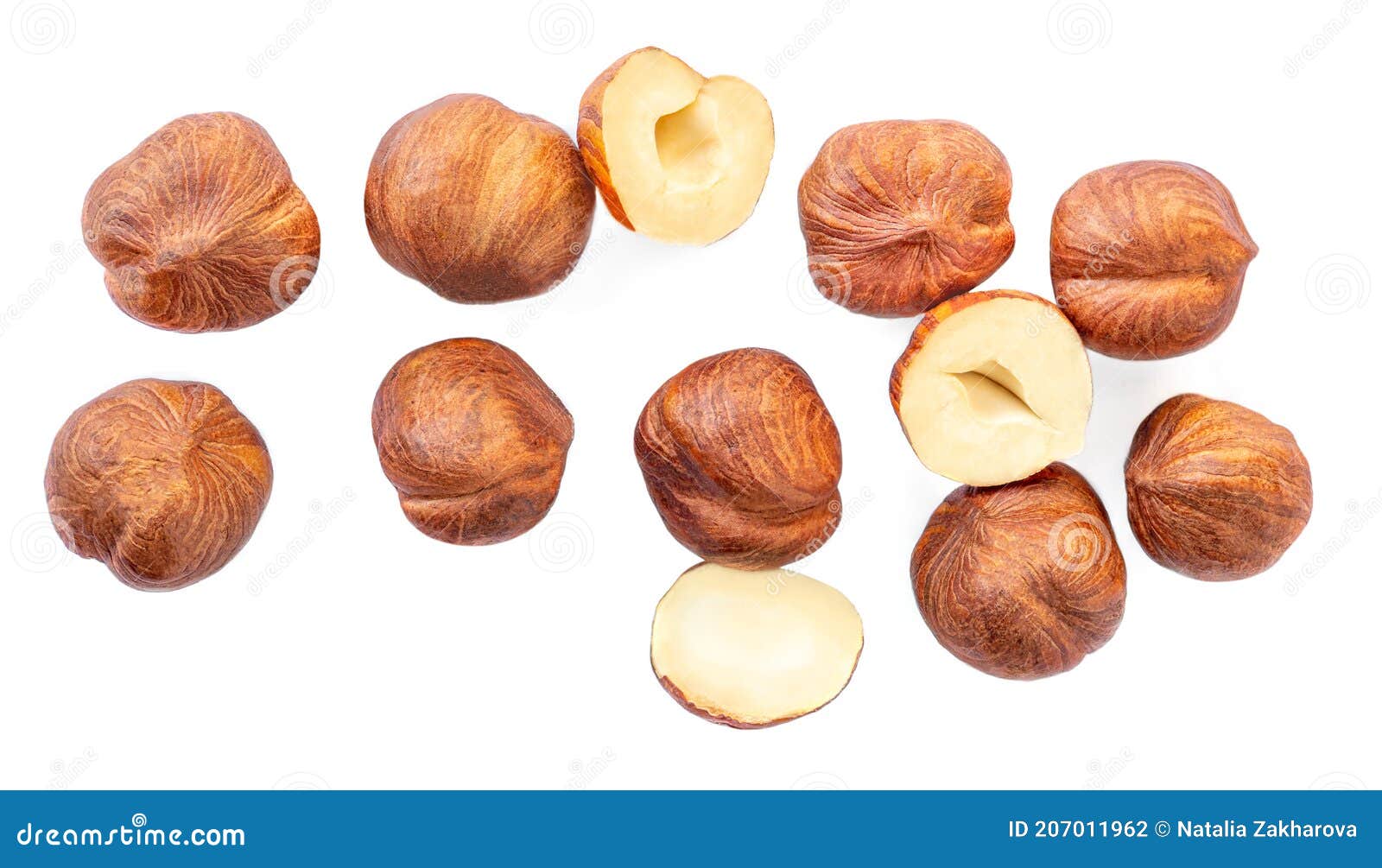 Full and Halfs of Hazelnuts Isolated on White Background. Hazelnut ...