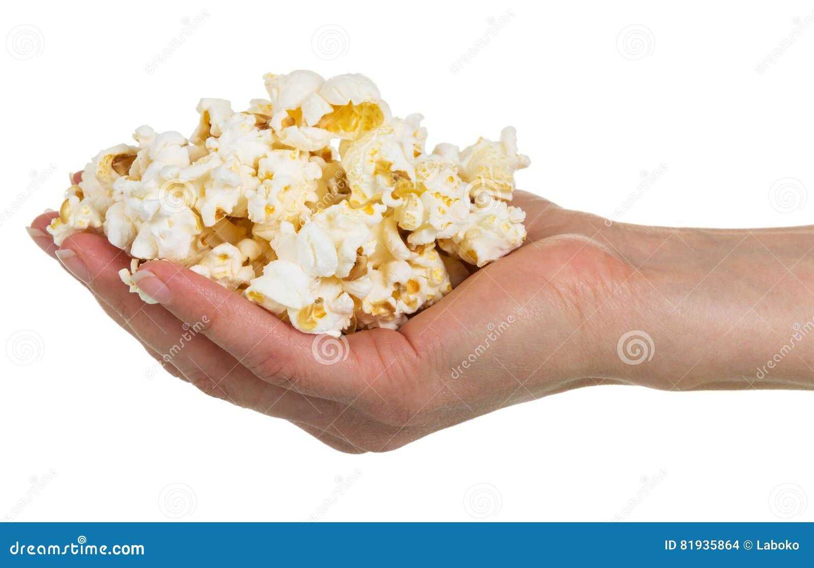 Full Hand Popcorn Isolated on White Stock Photo - Image of fastfood ...