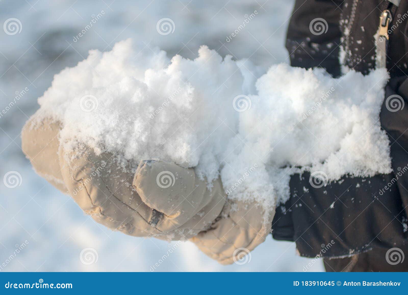 Full hands of cold snow stock image. Image of christmas - 183910645