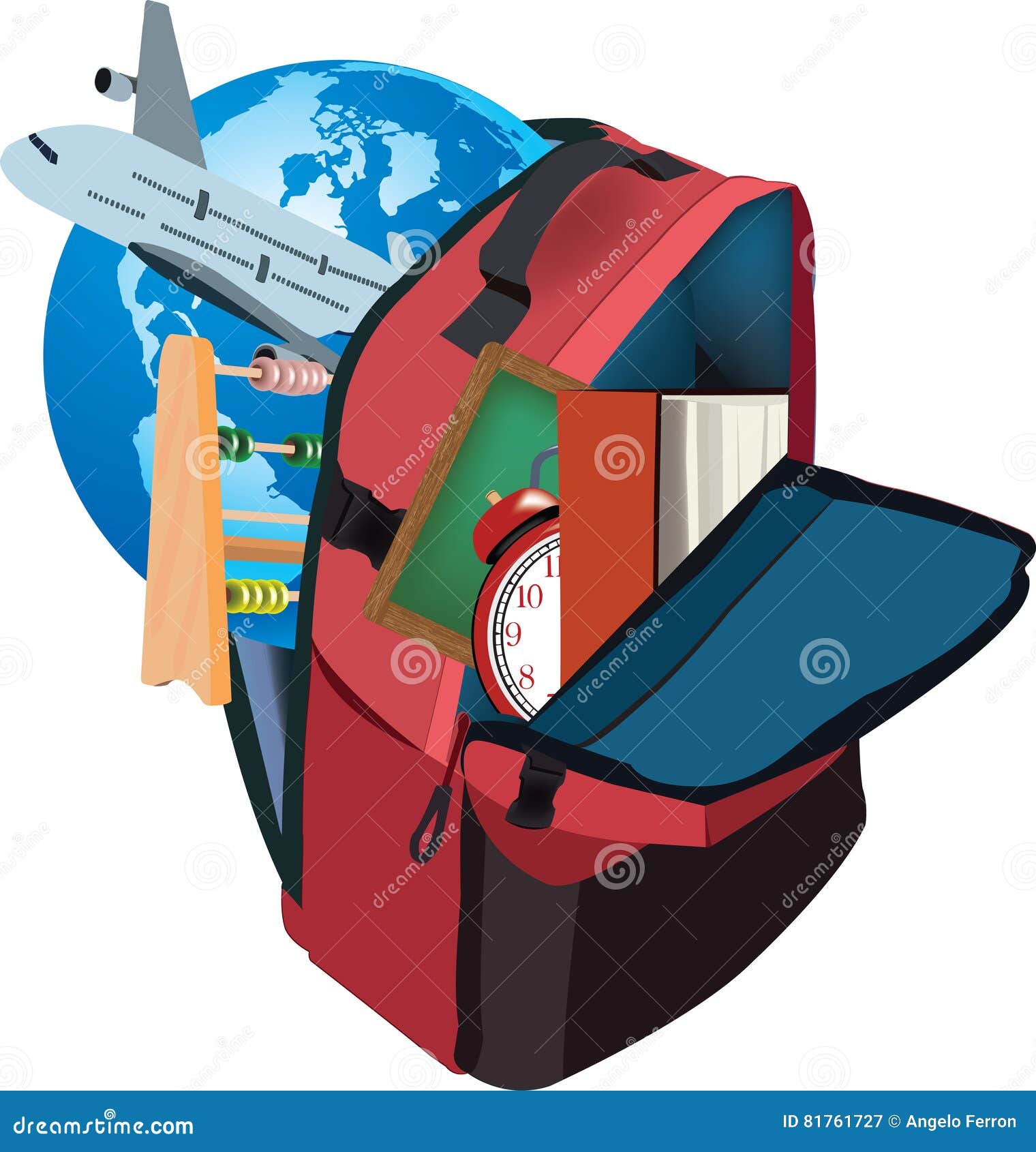 Full items backpack stock illustration. Illustration of path - 81761727