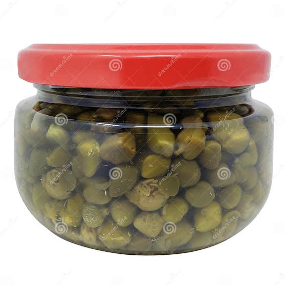 Full Jar of Capers with Clipping Path Stock Image - Image of closeup ...