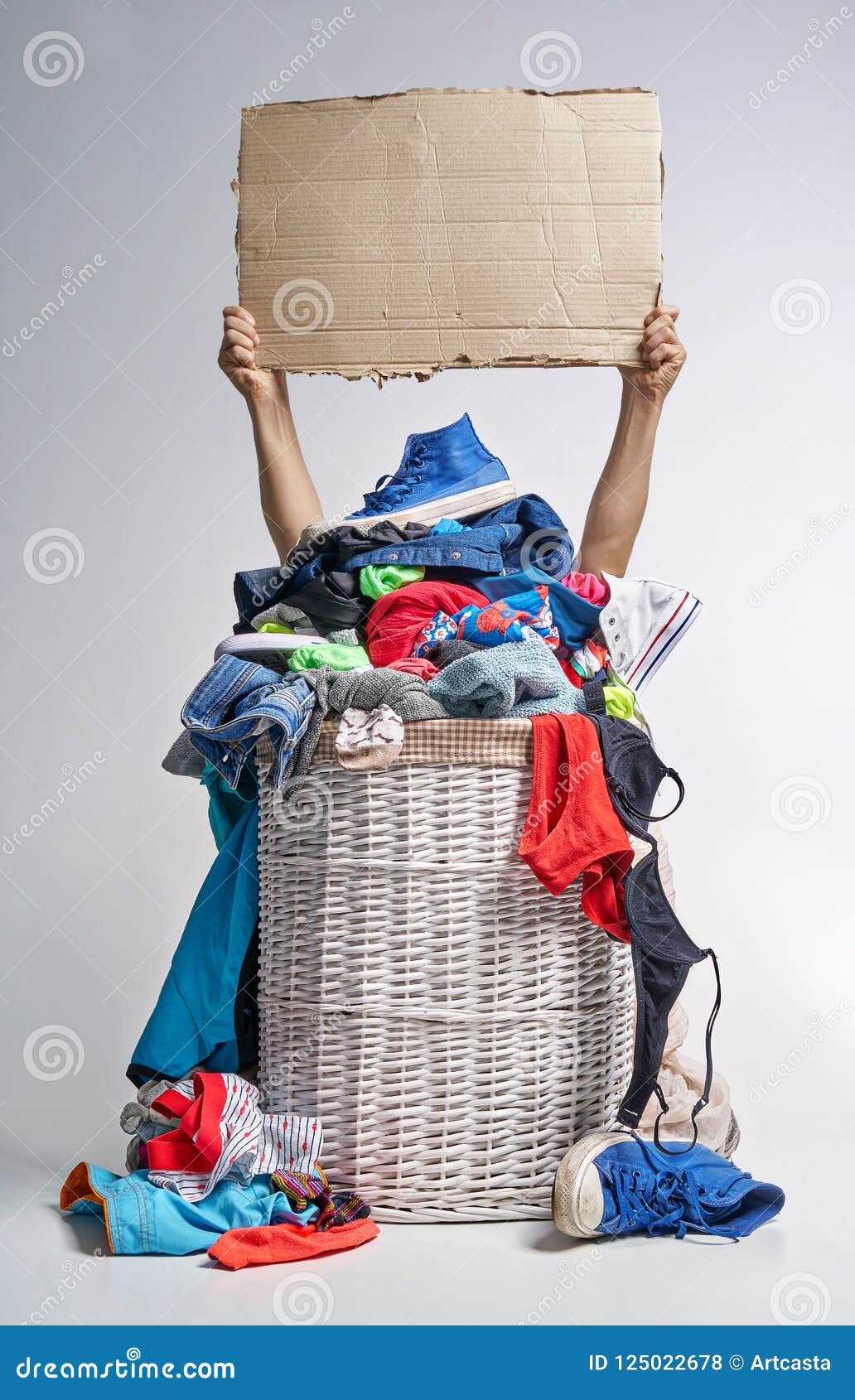 Full laundry basket stock photo. Image of dirty, towel - 125022678