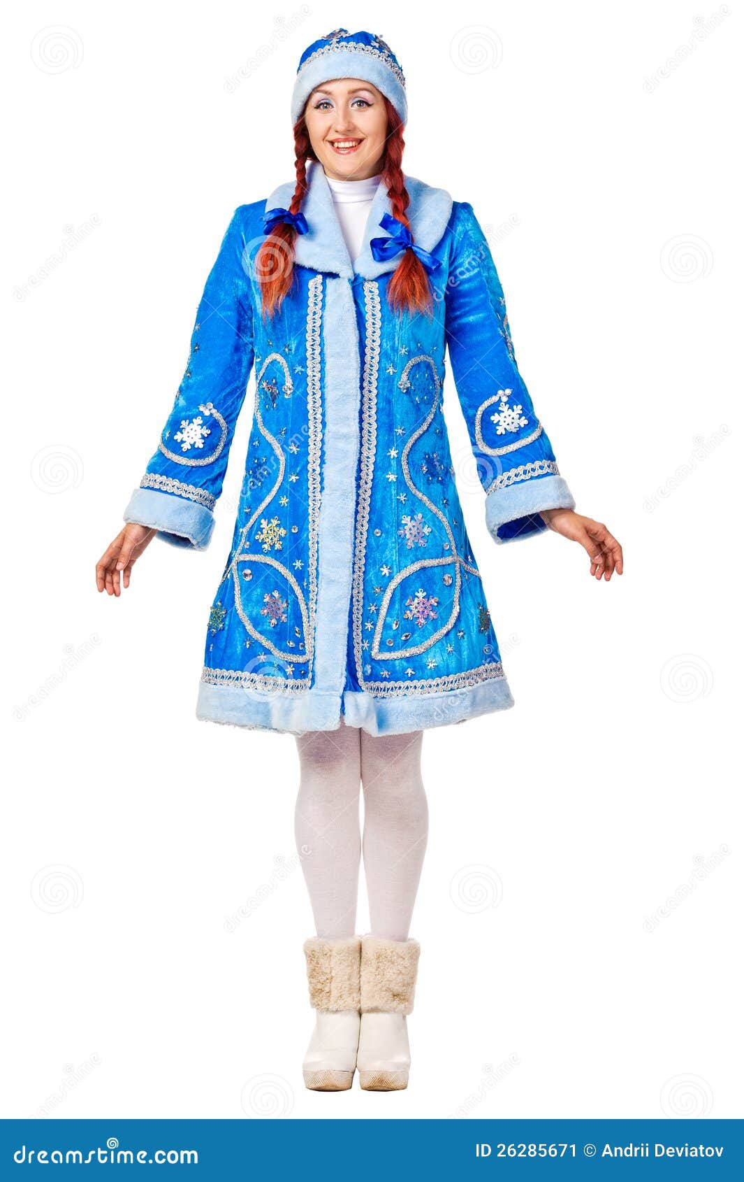 Full Lenght Portrait of a Smiling Snow Maiden. Stock Image - Image of ...