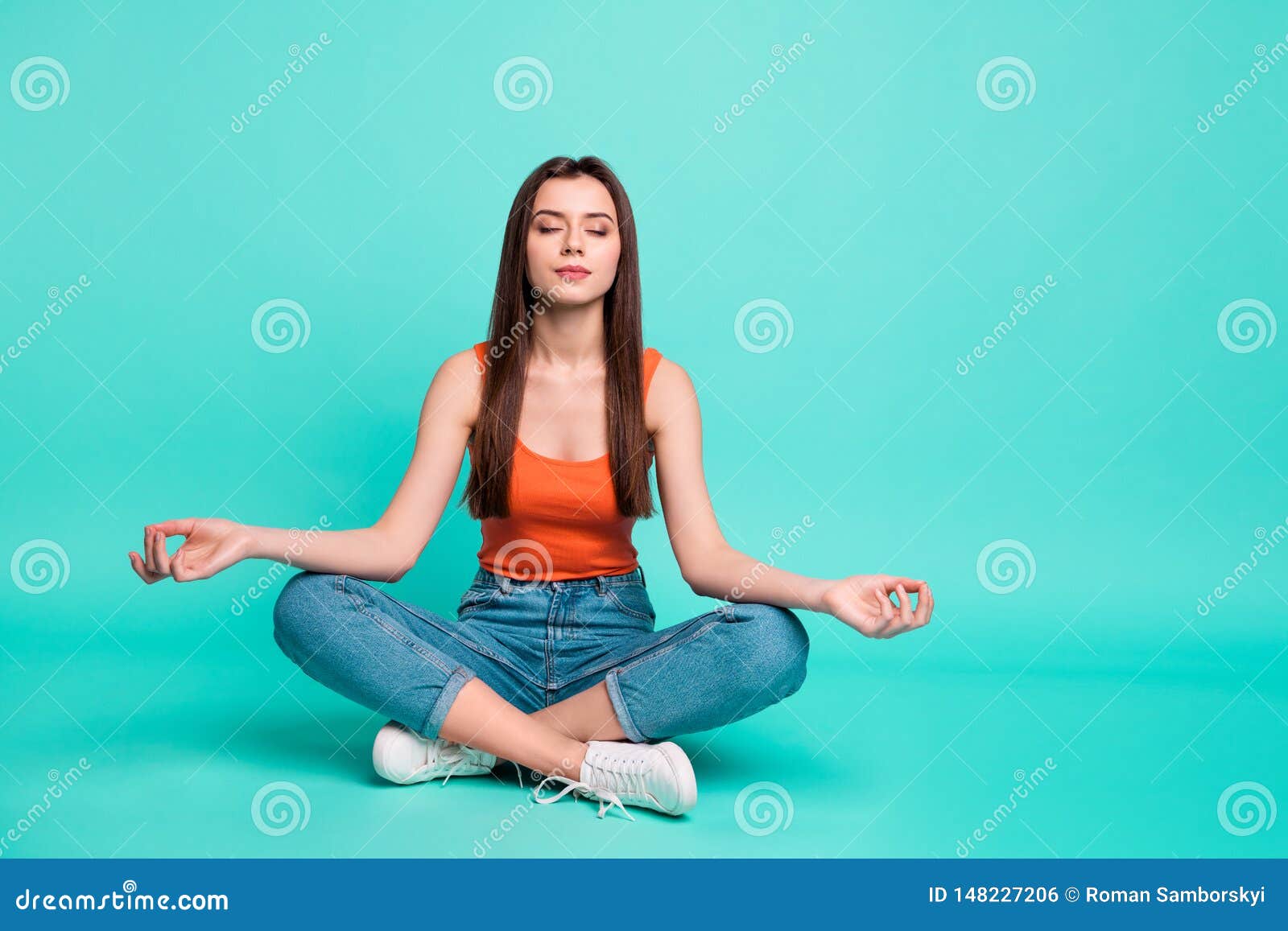 Full Length Body Size Photo Beautiful Her She Lady Weekend Sit Floor