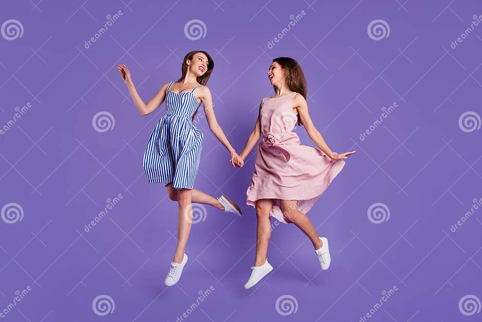 Full Length Body Size Photo Two People Beautiful Funky She Her Models