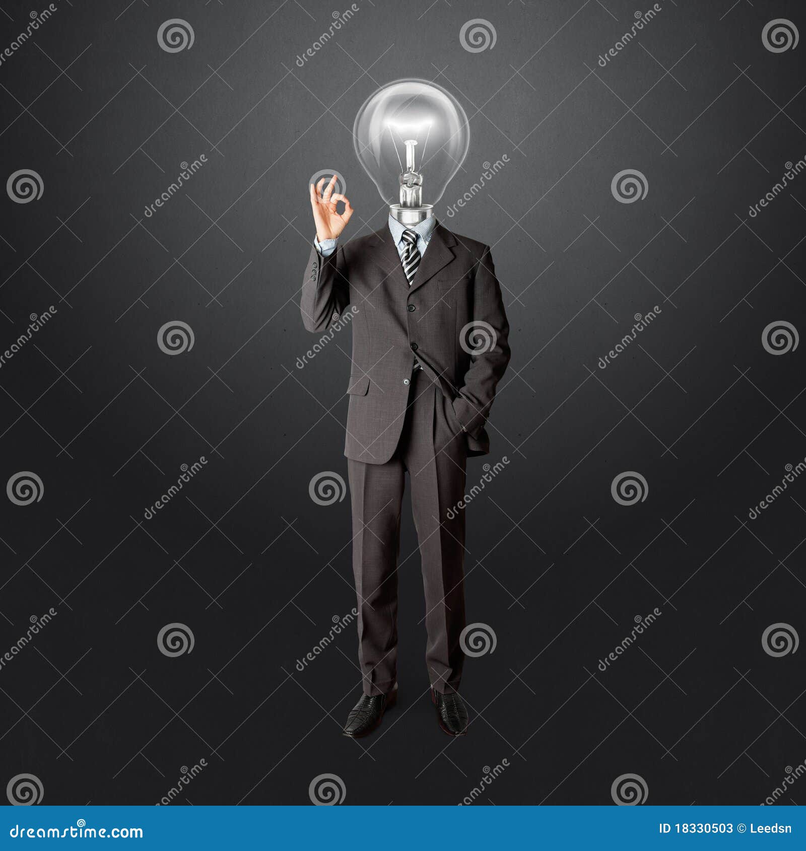 Full Length Business Male with Lamp-head Stock Image - Image of design ...