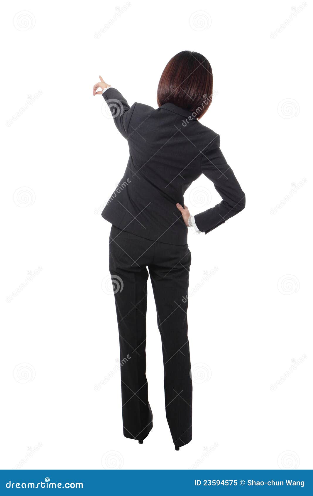 Full Length Business Woman Points Finger in Back Stock Image - Image of ...