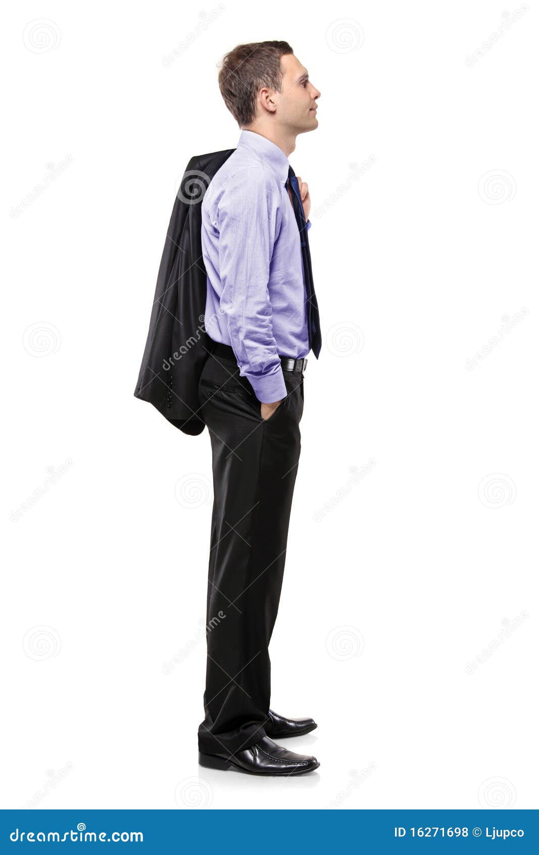 Full Length of a Businessman Waiting in Line Stock Photo - Image of ...