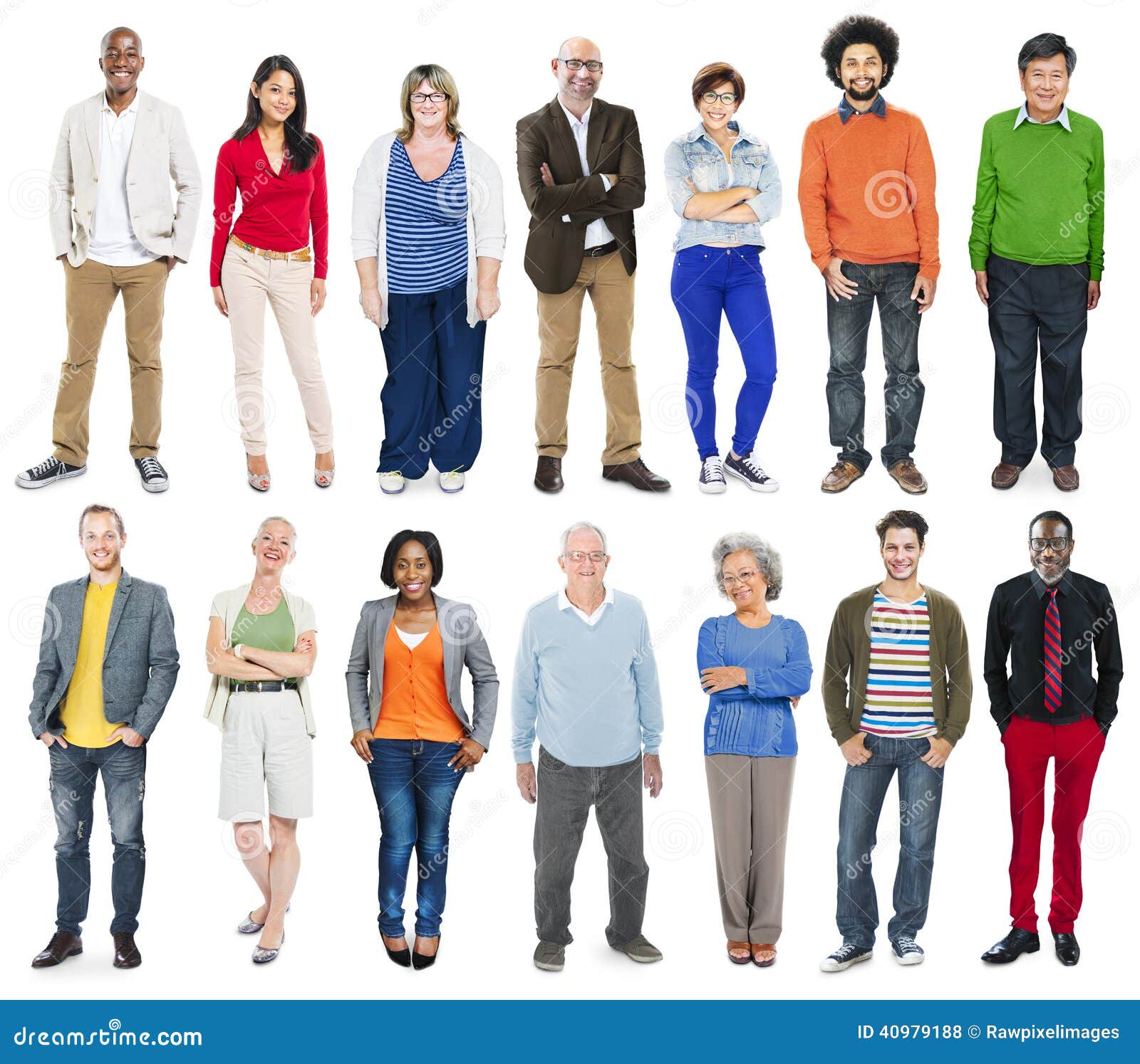 Full Length of Diverse Multiethnic People in a Row Stock Photo - Image ...