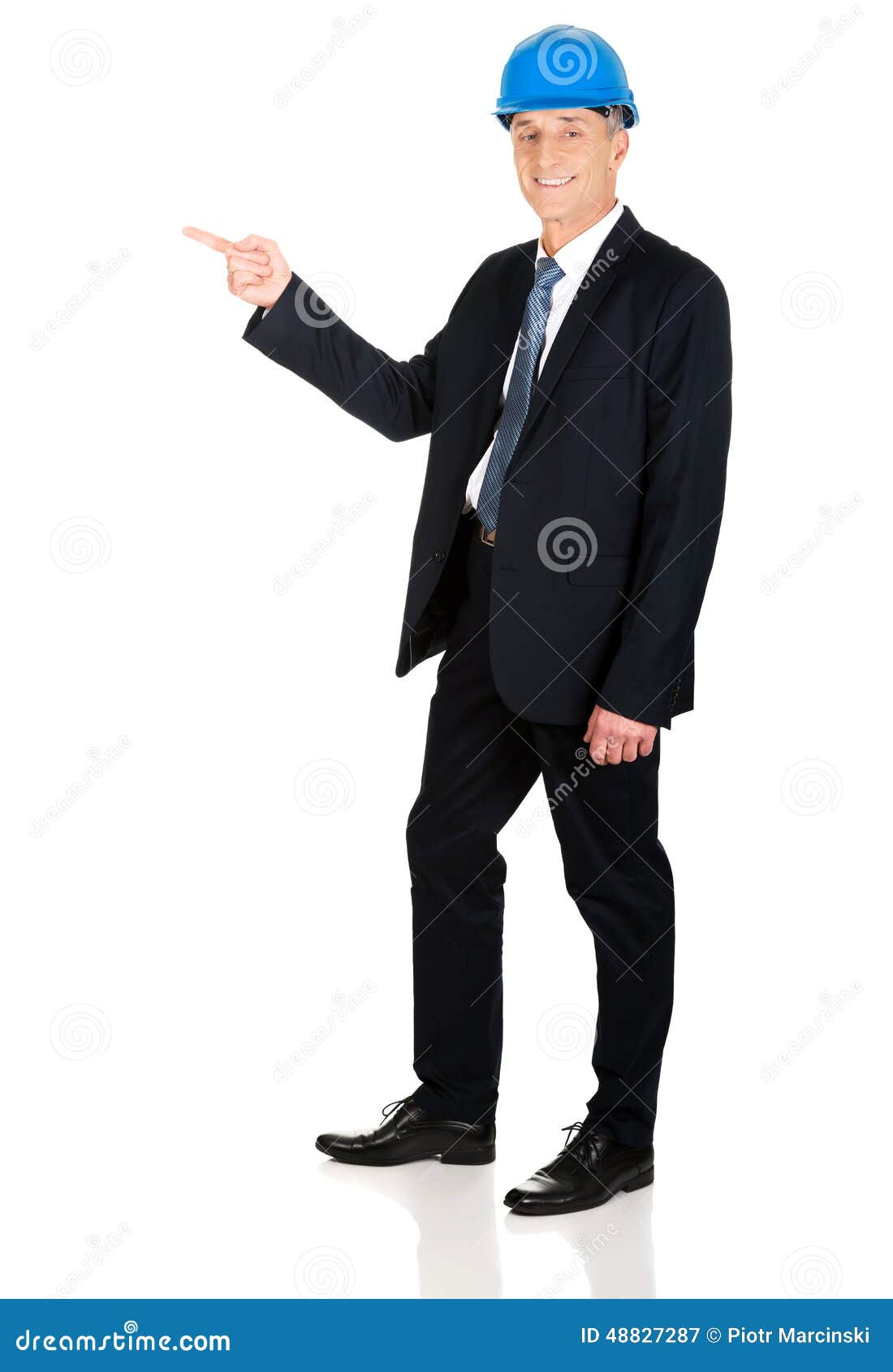 Full Length Engineer Pointing To the Left Stock Image - Image of build ...