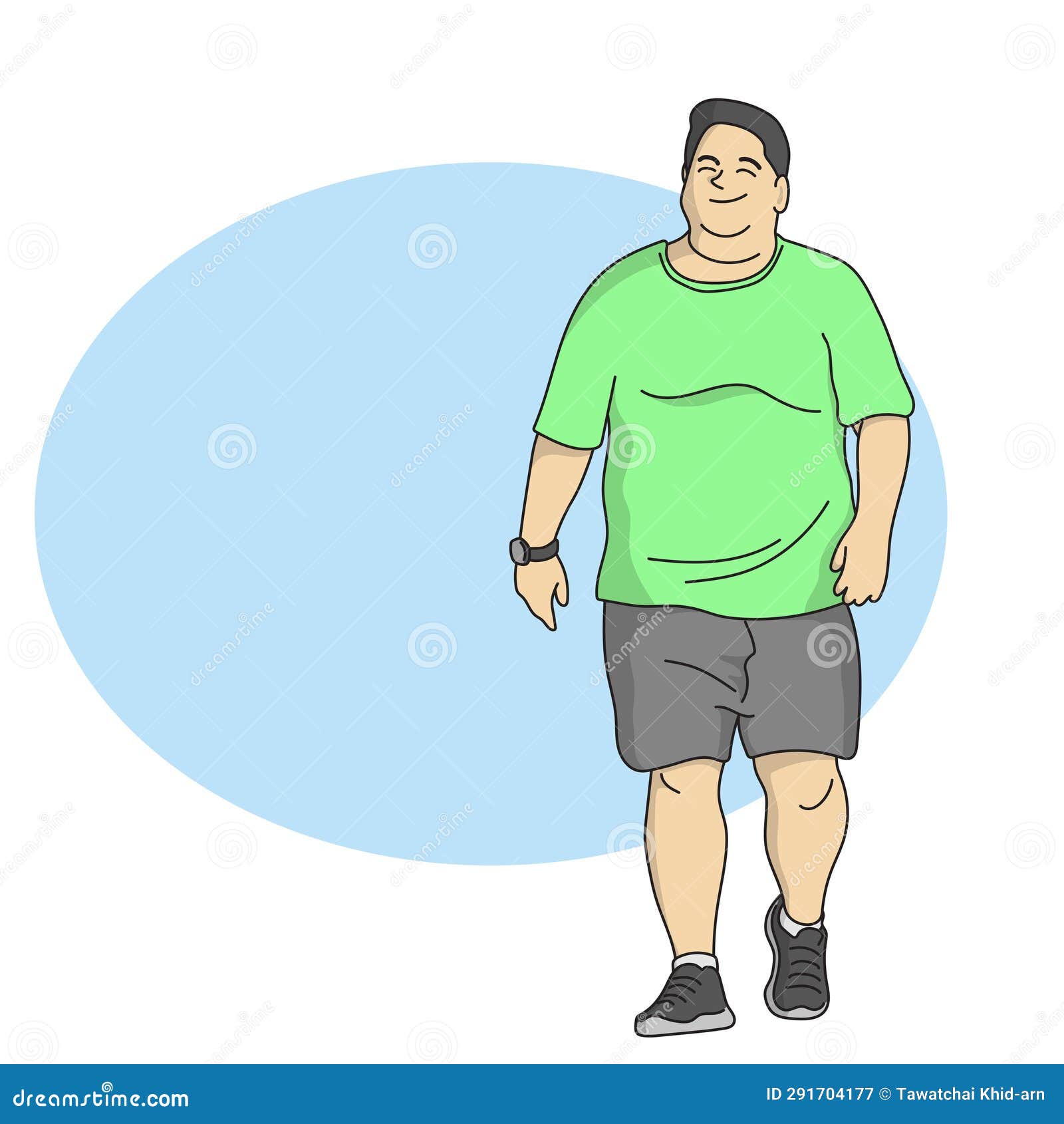 Full Length of Fat Man Standing Illustration Vector Hand Drawn Isolated ...