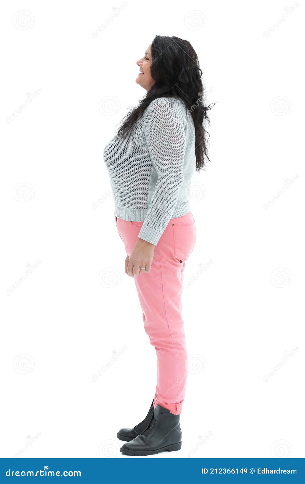 Full Length Fat Old Woman Profile Stock Image - Image of pink, isolated ...