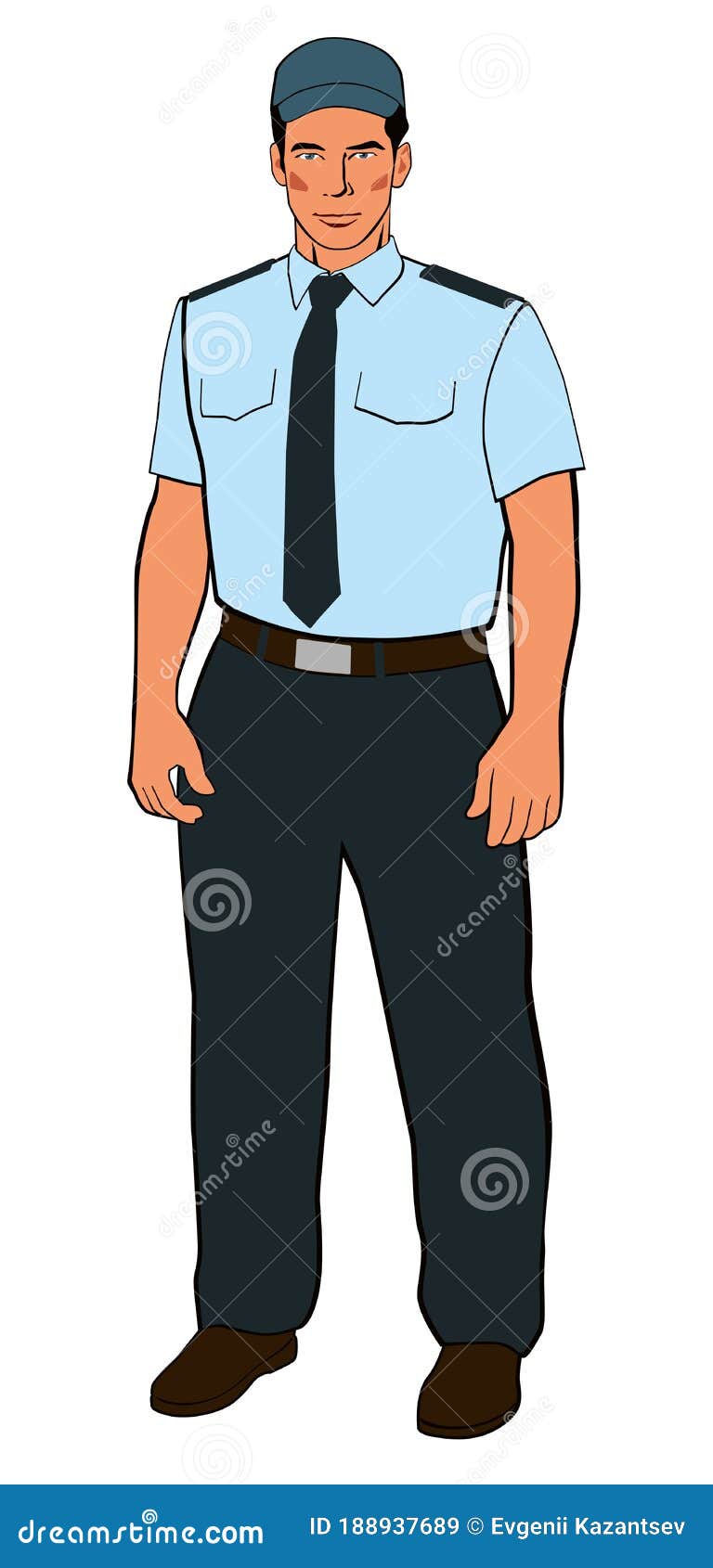 Full-length Figure of a Guard in Uniform Stock Vector - Illustration of ...